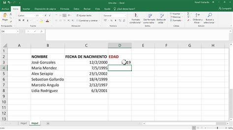 Como Calcular La Edad Actual En Excel Image To U
