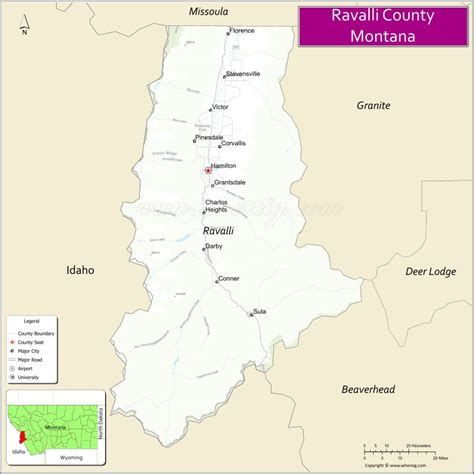 Map Of Ravalli County Montana Where Is Located Cities Population