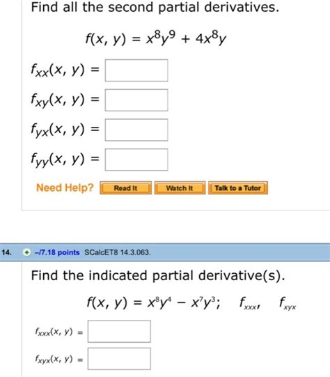 solved find all the second partial derivatives f x y