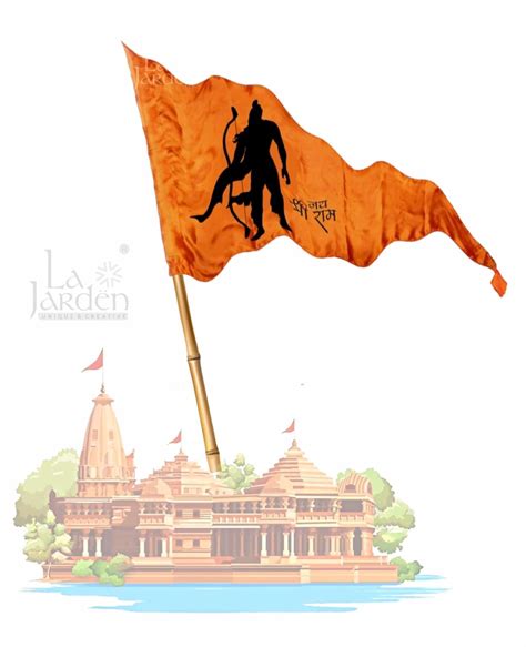 La Jarden Jai Shree Ram Printed Bhgwa Dhwaj Pataka Religious WITHOUT