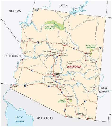 57 Images For Map Of Usa With Arizona Kodeposid