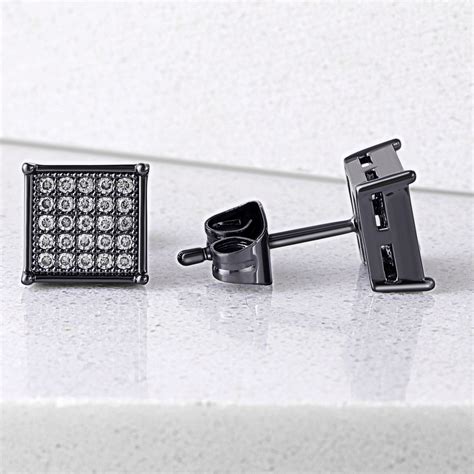 Square White Diamonds Paved Stud Earrings 7 7mm Helloice Jewelry
