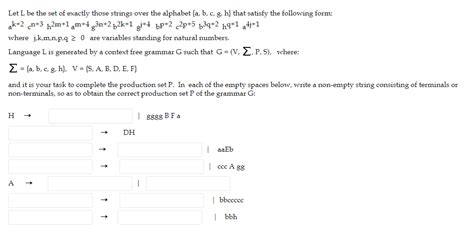 solved let l be the set of exactly those strings over the