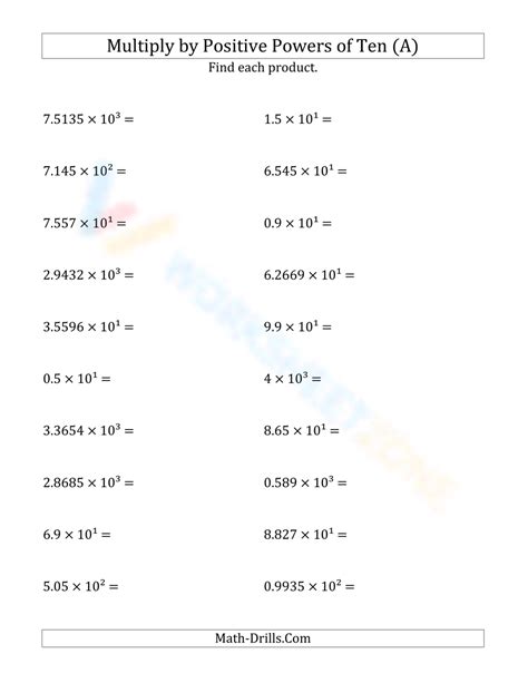 Multiplication By Power Of 10 Worksheet