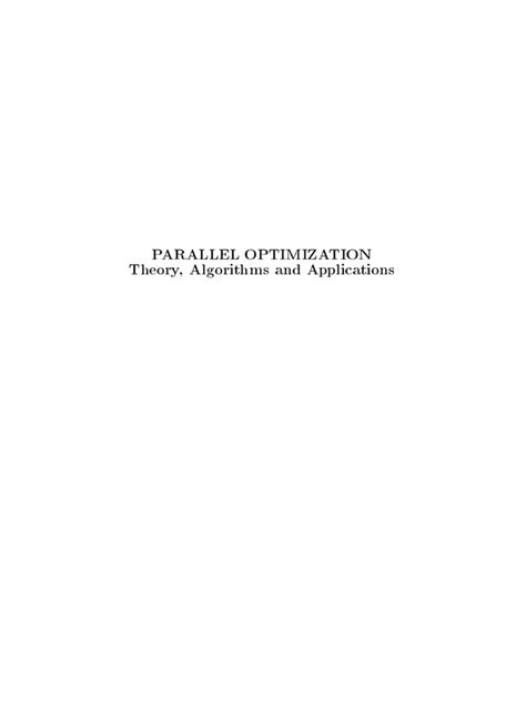parallel optimization theory algorithms pdf parallel computing mathematical optimization