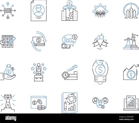Efficiency Rating Line Icons Collection Performance Productivity