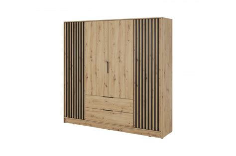 Szafa Nelly 200 cm Dąb Artisan Czarne Lamele