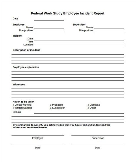 Blank Employee Incident Report Form