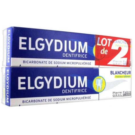 Elgydium Dentifrice Blancheur Fraîcheur Citron 2 x 75 ml