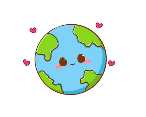 Descarga Gratis Planeta Tierra Adorable Con Estilo De Dibujo Animado En