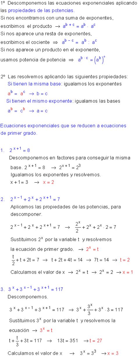 Ecuaciones exponenciales y logarítmicas Ejercicios resueltos