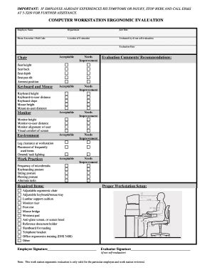 Fillable Online Stanford COMPUTER WORKSTATION ERGONOMIC EVALUATION