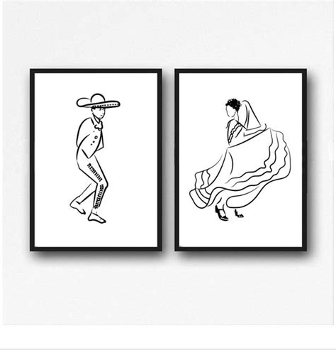 2pc Printable Art Spanish Folk Dancer Ballet Folklorico Mexican Art