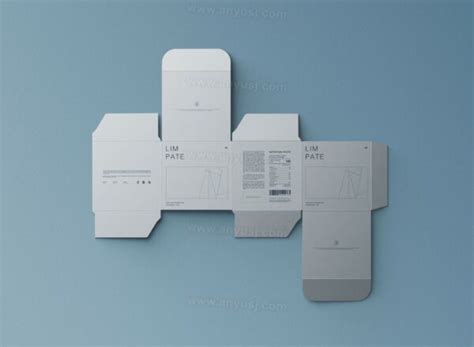 7款高质量正方形盒子展开图刀图纸盒包装设计贴图展示样机模板 Unfolded Square Box Mockup 安鱼设计资源丨优质平面