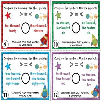 Comparing Numbers Task Cards Compare 4 Digit Numbers By ChiliMath