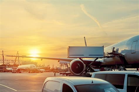 Avião moderno de passageiros estacionado no portão do edifício terminal