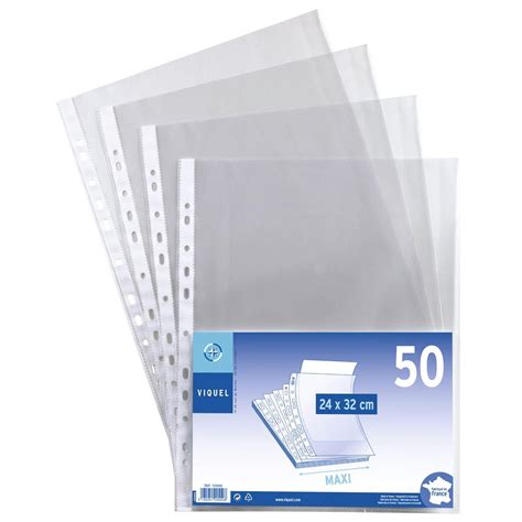 Viquel Lot de 50 pochettes plastiques perforées 24x32cm pas cher