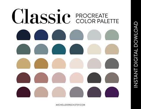CLASSIC Procreate Color Palette 30 Classic Elegant Colors Made For