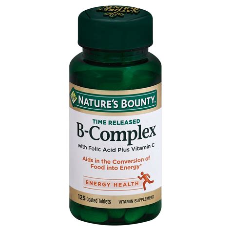 Nature S Bounty Vitamin B Complex With Folic Acid Plus Vitamin C Time