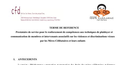 Tdr De Formation Plaidoyer Mamans Pdf Docdroid