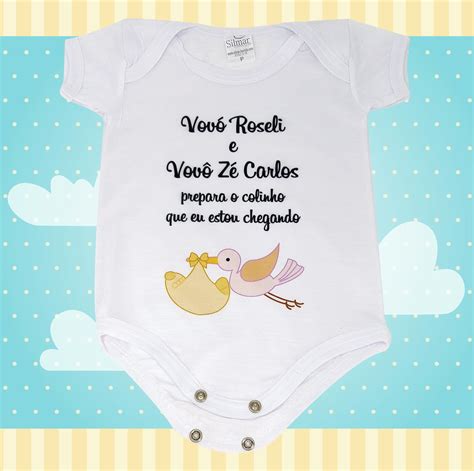 Body Baby Personalizado Branco Surpresa Vov E Vov Cegonha