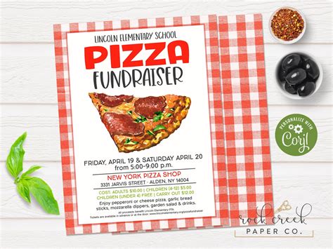 Pizza Fundraiser Flyer Pizza Dinner Invitation Pizza Dinner Etsy