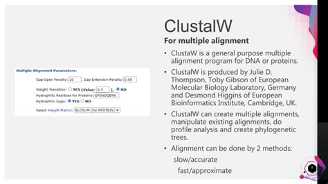 Clustal W Multiple Sequence Alignment PPT