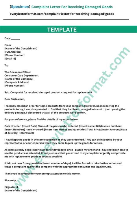 Complaint Letter For Receiving Damaged Goods Everyletterformat