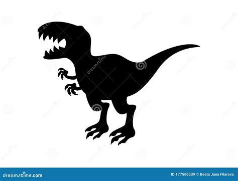 Trex Dinosaur Black Silhouette Icon Vector Stock Vector Illustration