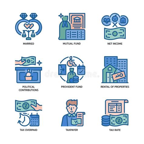 Conjunto De Iconos De Impuesto Sobre La Renta Individual Ilustración