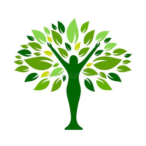 Icono De árbol De Personas Con Hojas De Colores Ilustración del Vector