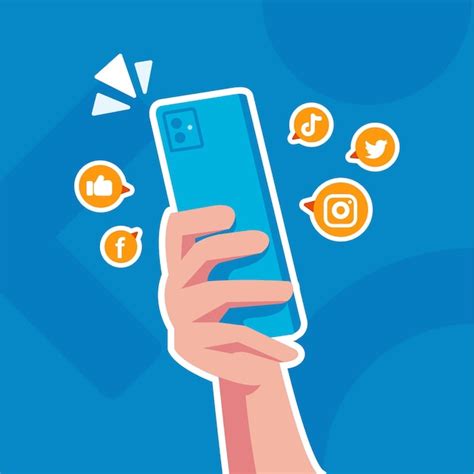 Mano sosteniendo teléfono inteligente y jugando redes sociales Vector