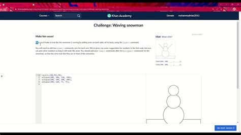 challenge waving snowman drawing basics intro to js drawing and animation computer programming