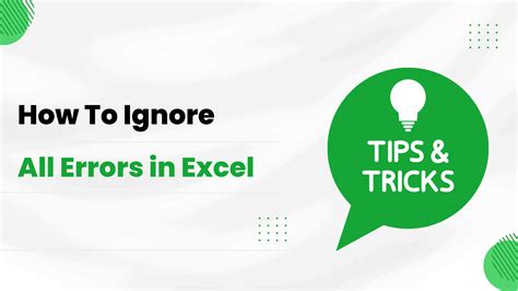 How To Ignore All Errors In Excel Spreadsheet Advice