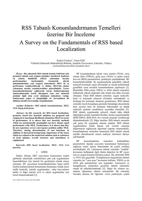pdf a survey on the fundamentals of rss based localization