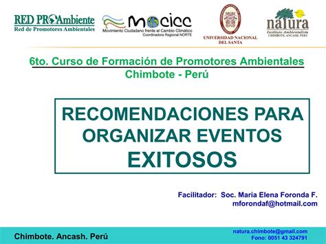 NATURA FACILITACIÓN PARA ORGANIZAR EVENTOS EXITOSOS Soc María Elena
