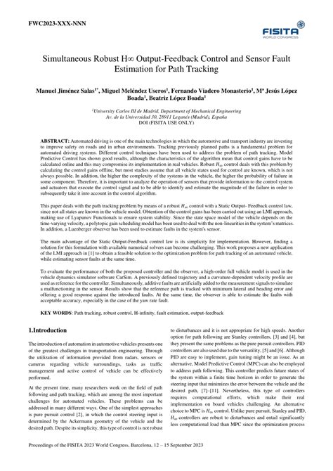 pdf simultaneous robust h∞ output feedback control and sensor fault estimation for path tracking