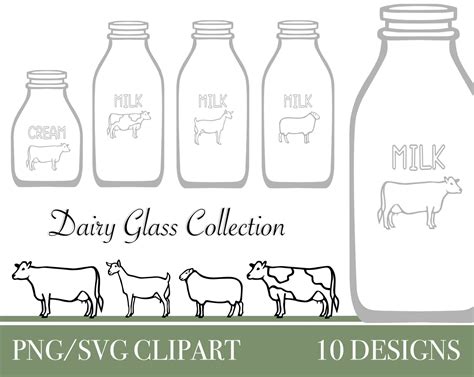 Dairy Glass Collection Cow Sheep And Goat Milk Bottle Digital