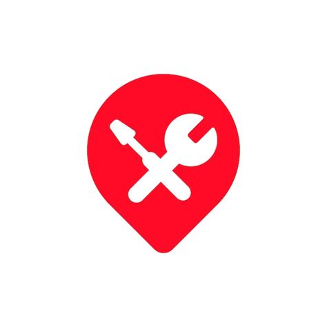 Icono de llave y destornillador de ubicación Vector Premium