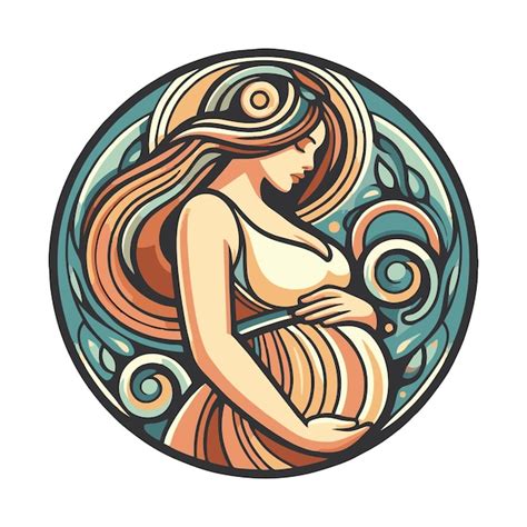 Un dibujo de una mujer embarazada con un vestido rosa en él Vector