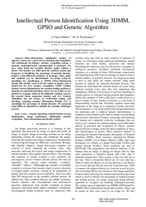pdf intellectual person identification using 3dmm gpso and genetic algorithm journal of