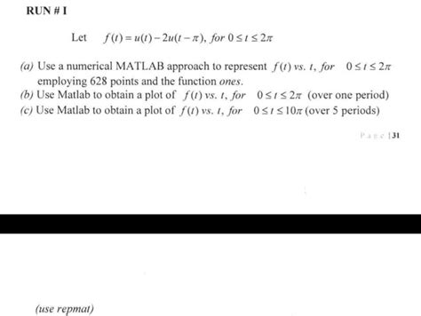 solved run 1 let f t u 1 2uu π for 0 t 2π a use a