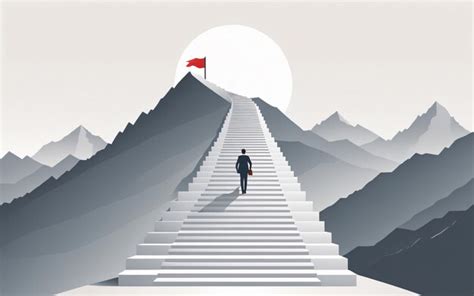 Premium Photo Businessman Walking To Red Flag On The Top Of The
