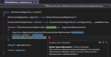 C Azure Function Could Not Load Type Microsoft Azure WebJobs