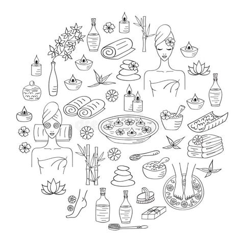 Spa Hand Drawn Doodle Icons Stock Vector Illustration Of Drawn