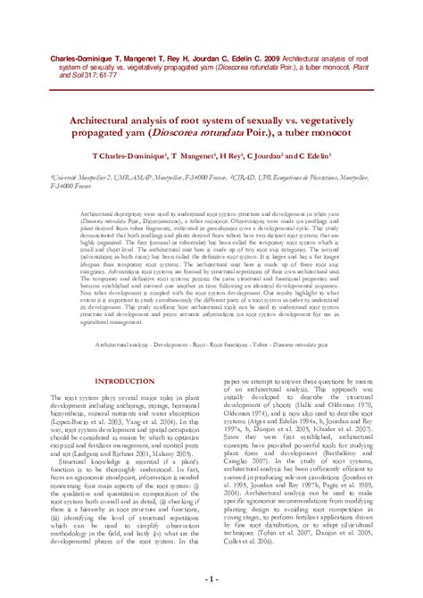 pdf architectural analysis of root system of sexually vs vegetatively propagated yam