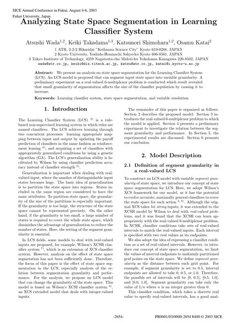 pdf analyzing state space segmentation in learning classifier system