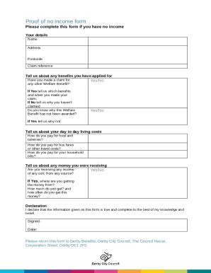 D Ryan White Part B Program Statement Of No Income Doc Template