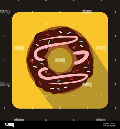 Chocolate Donut Icon In Flat Style Stock Vector Image Art Alamy