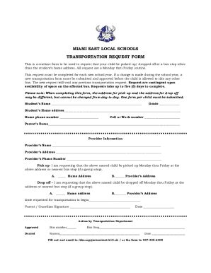 Fillable Online Transportation Request Form 23 24 Fax Email Print